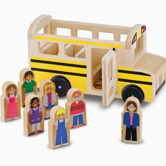 Melissa & Doug | Toys | Melissa Doug School Bus Wooden Play Set With 7 ...
